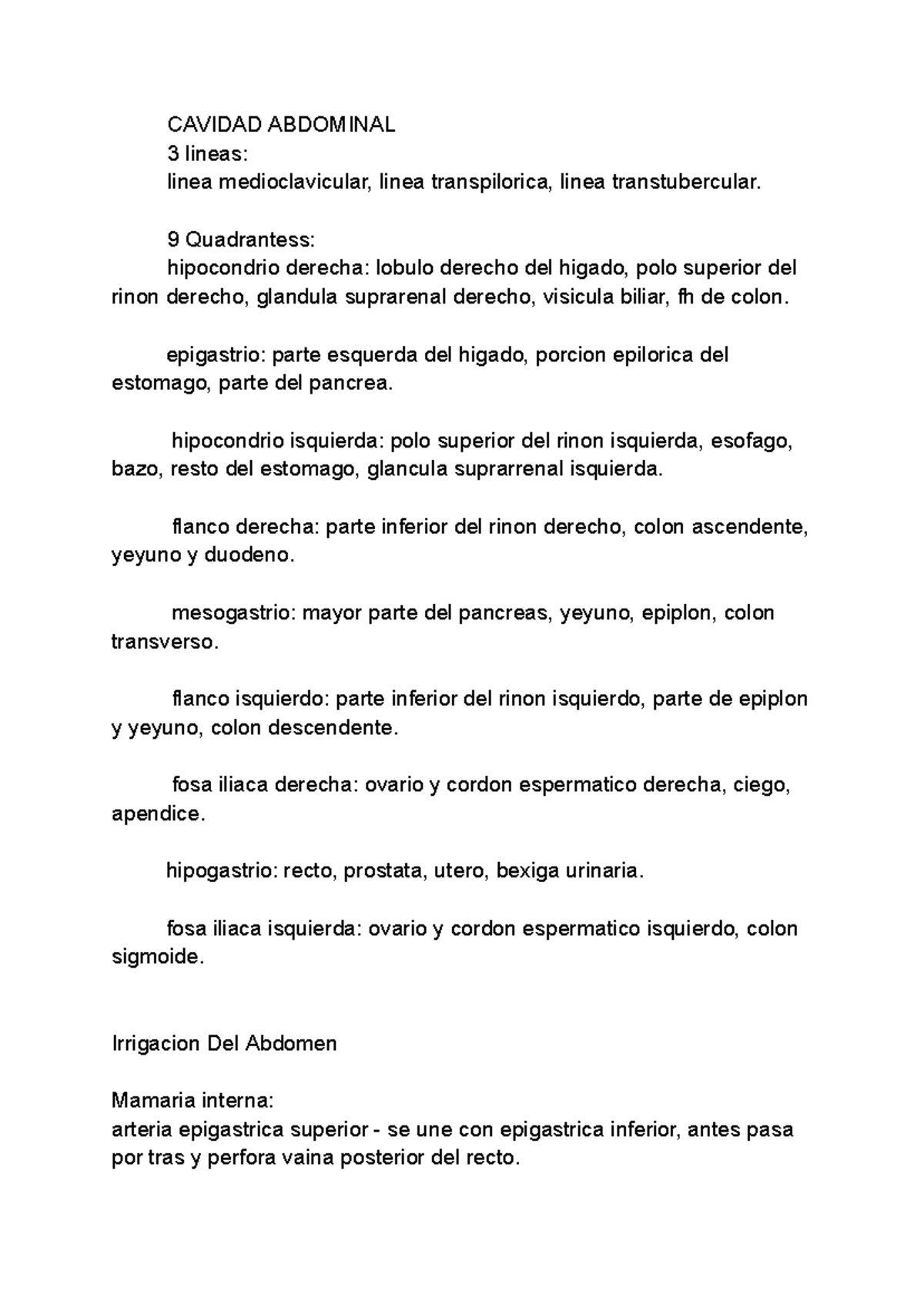 Cavidad Abdominal - CAVIDAD ABDOMINAL 3 lineas: linea medioclavicular ...