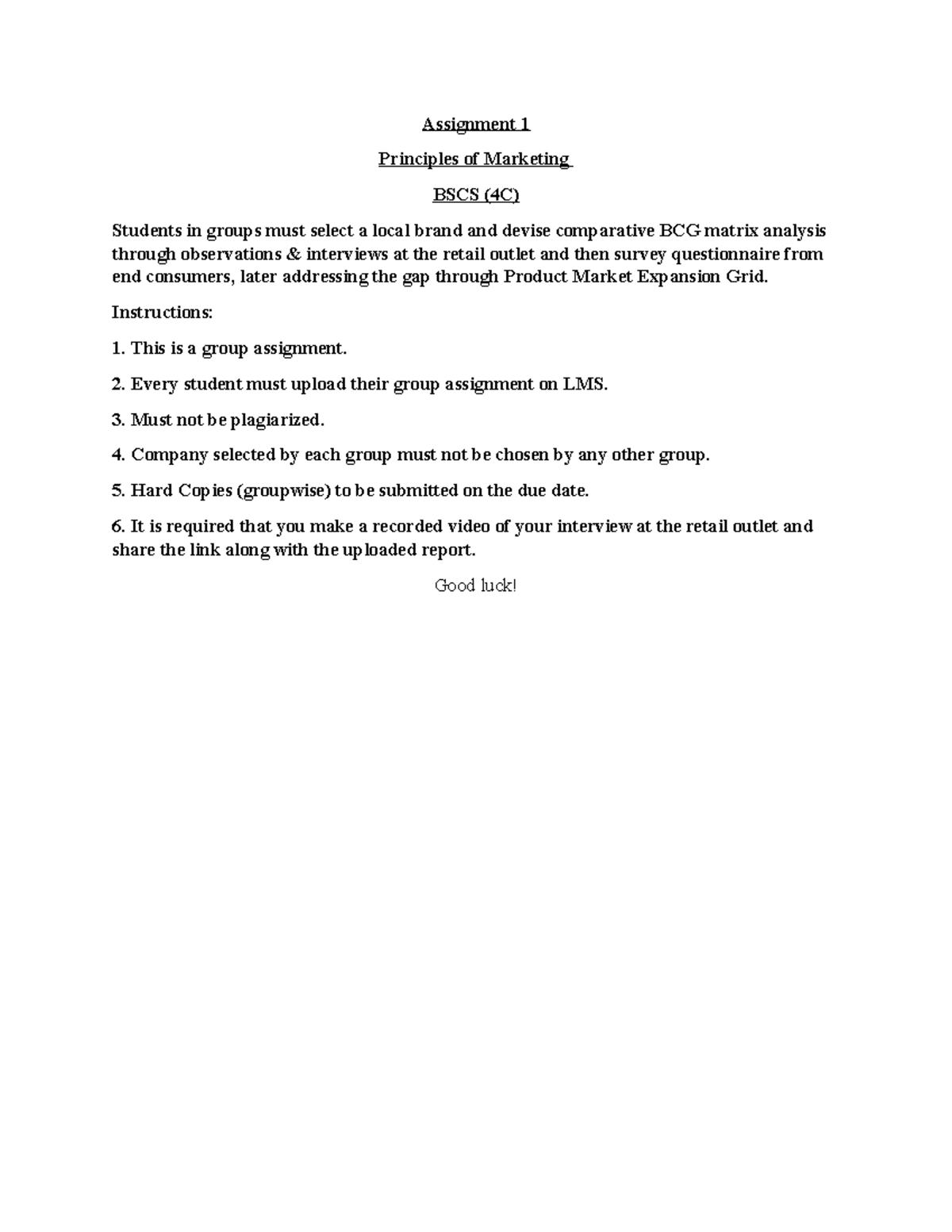 Assignment-1-POM-BSCS-4C-02032023-075415 pm - Assignment 1 Principles ...