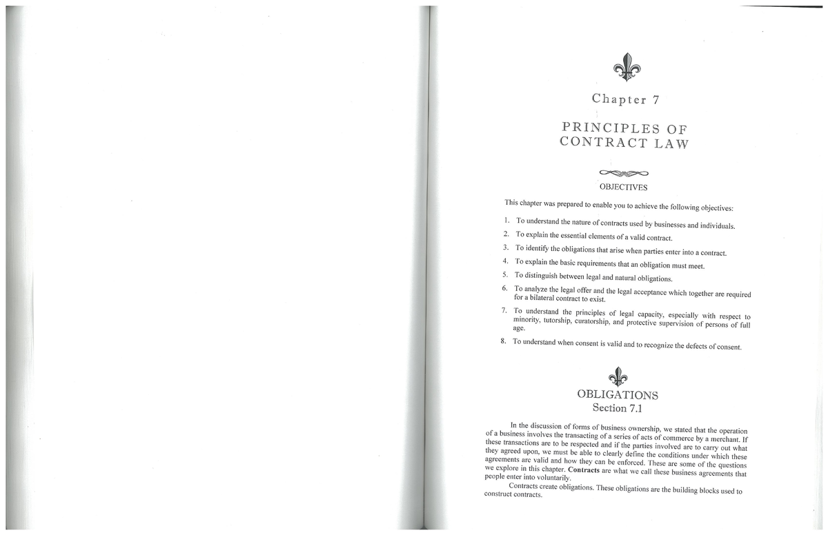 Optional Reading Chapter 7 - Principles of Contract Law (from ...