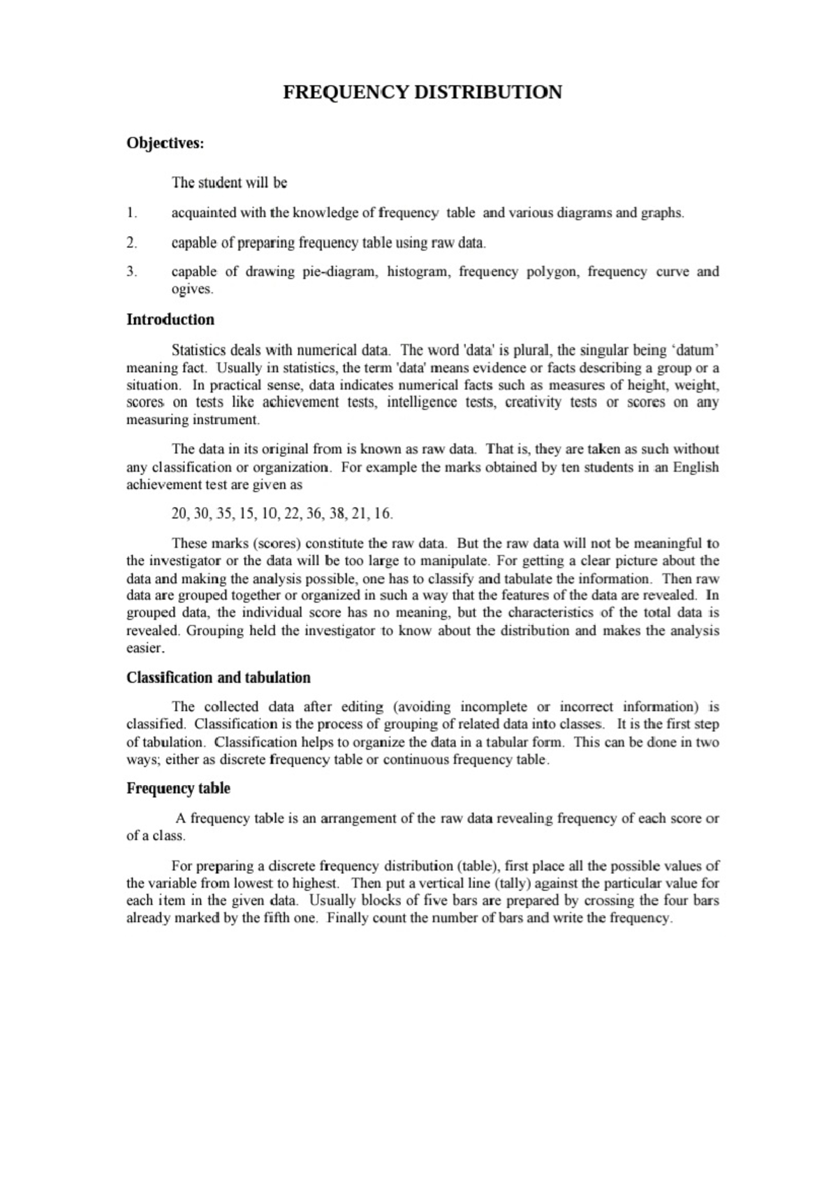 Psychological Statistics - Frequency Distribution - Introduction to ...