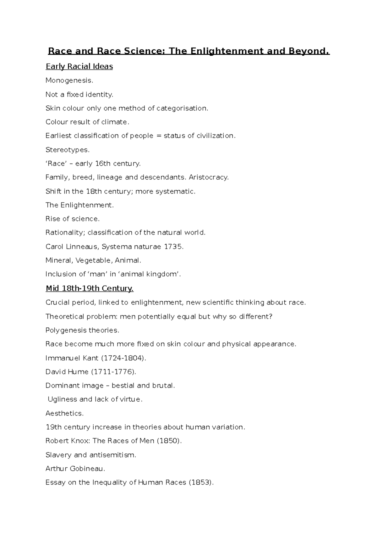 Race and Race Science - notes - Race and Race Science: The ...