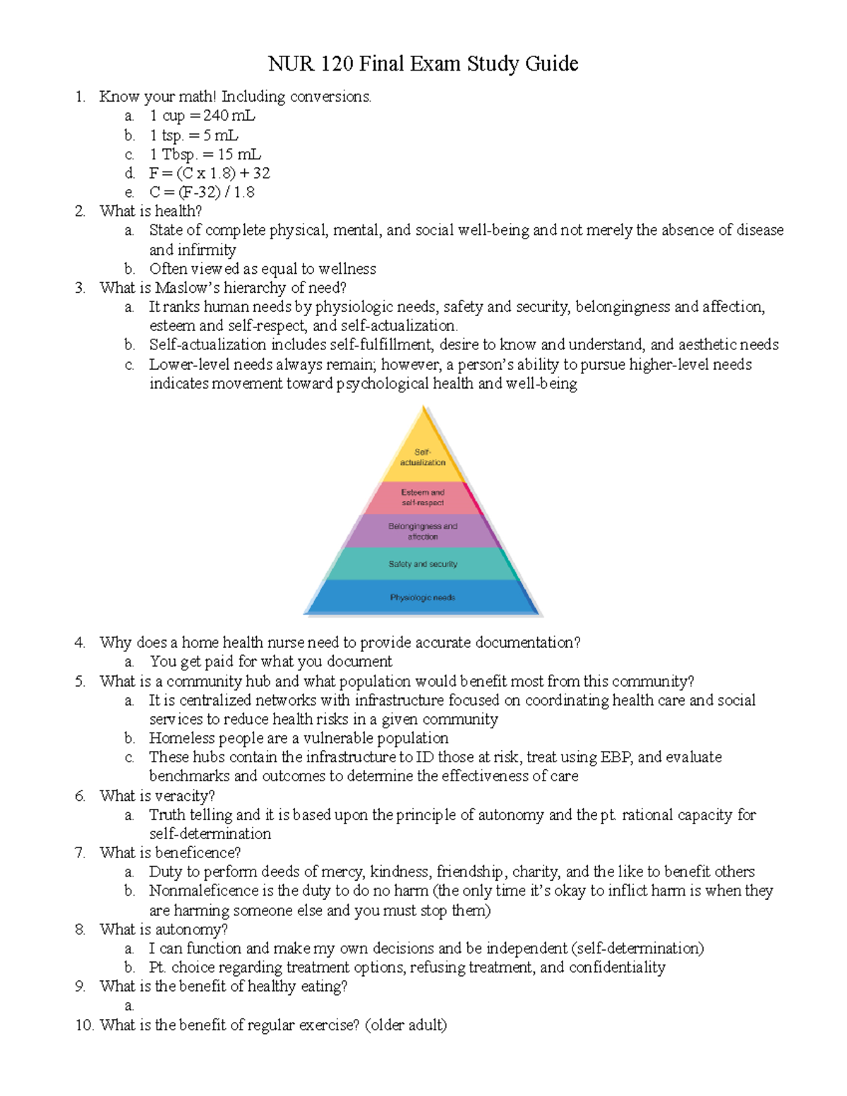 NUR 120 Final Exam Study Guide - NUR 120 Final Exam Study Guide Know ...