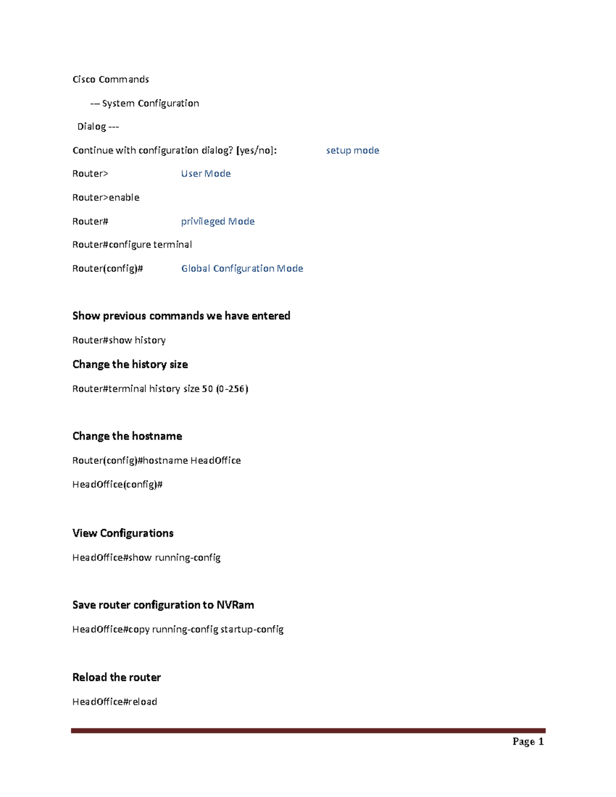 Basic Cisco Commands Book Cisco Commands System Configuration