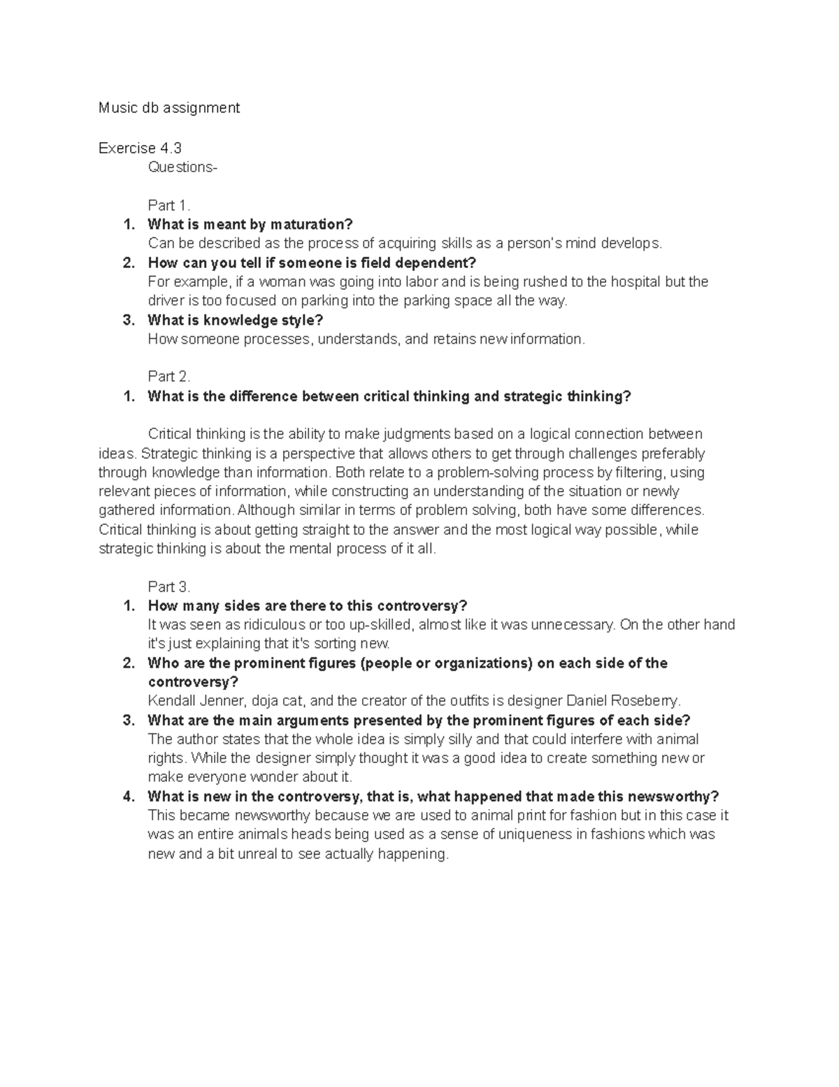 Critical thinking exercise 4 - Music db assignment Exercise 4 ...