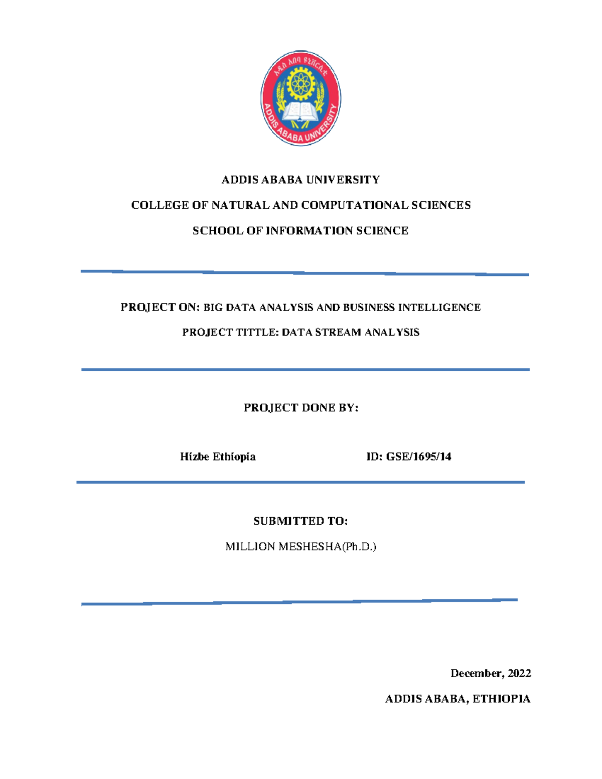 Data Stream Analysis PDF Version - ADDIS ABABA UNIVERSITY COLLEGE OF NATURAL AND COMPUTATIONAL ...