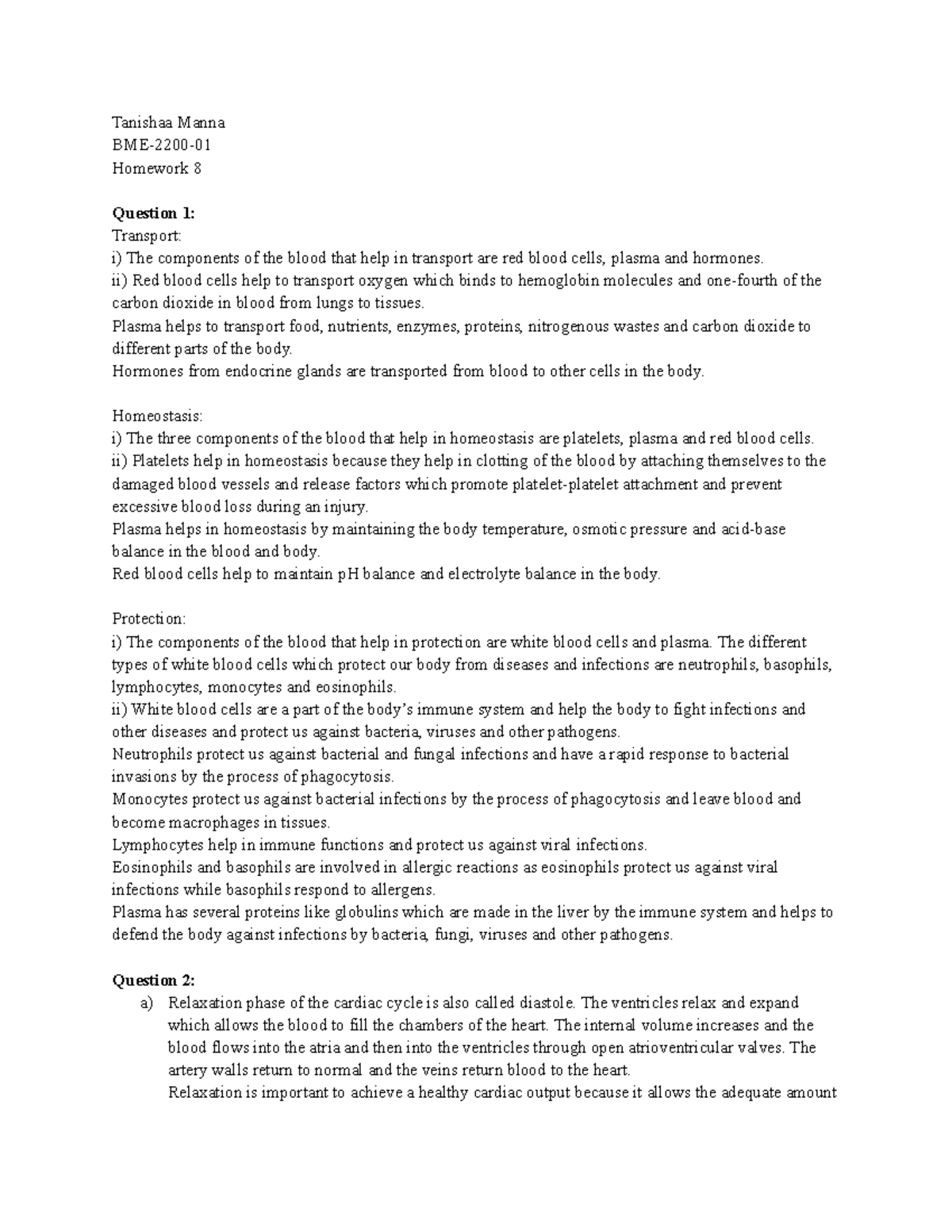 Applied physiology homework 8 - BME 2200 - SLU - Studocu