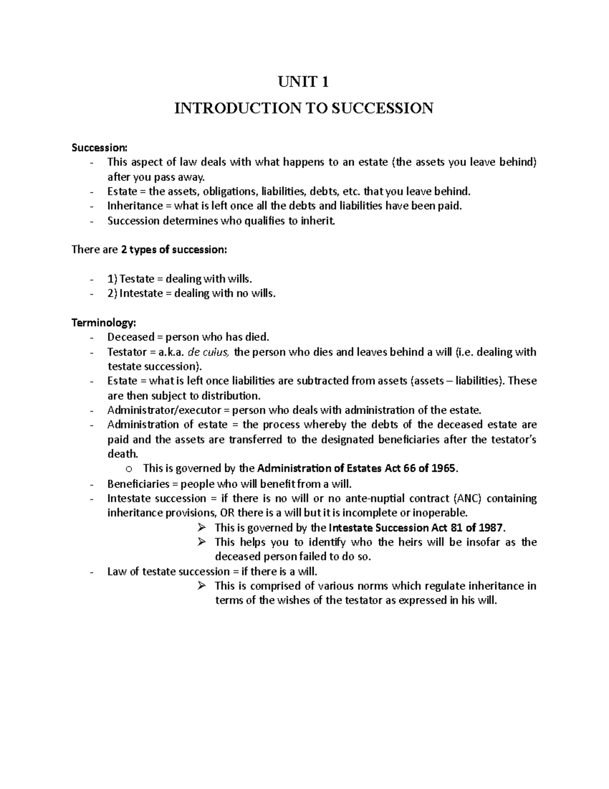 UNIT 1 - Introduction to succession - UNIT 1 INTRODUCTION TO SUCCESSION ...