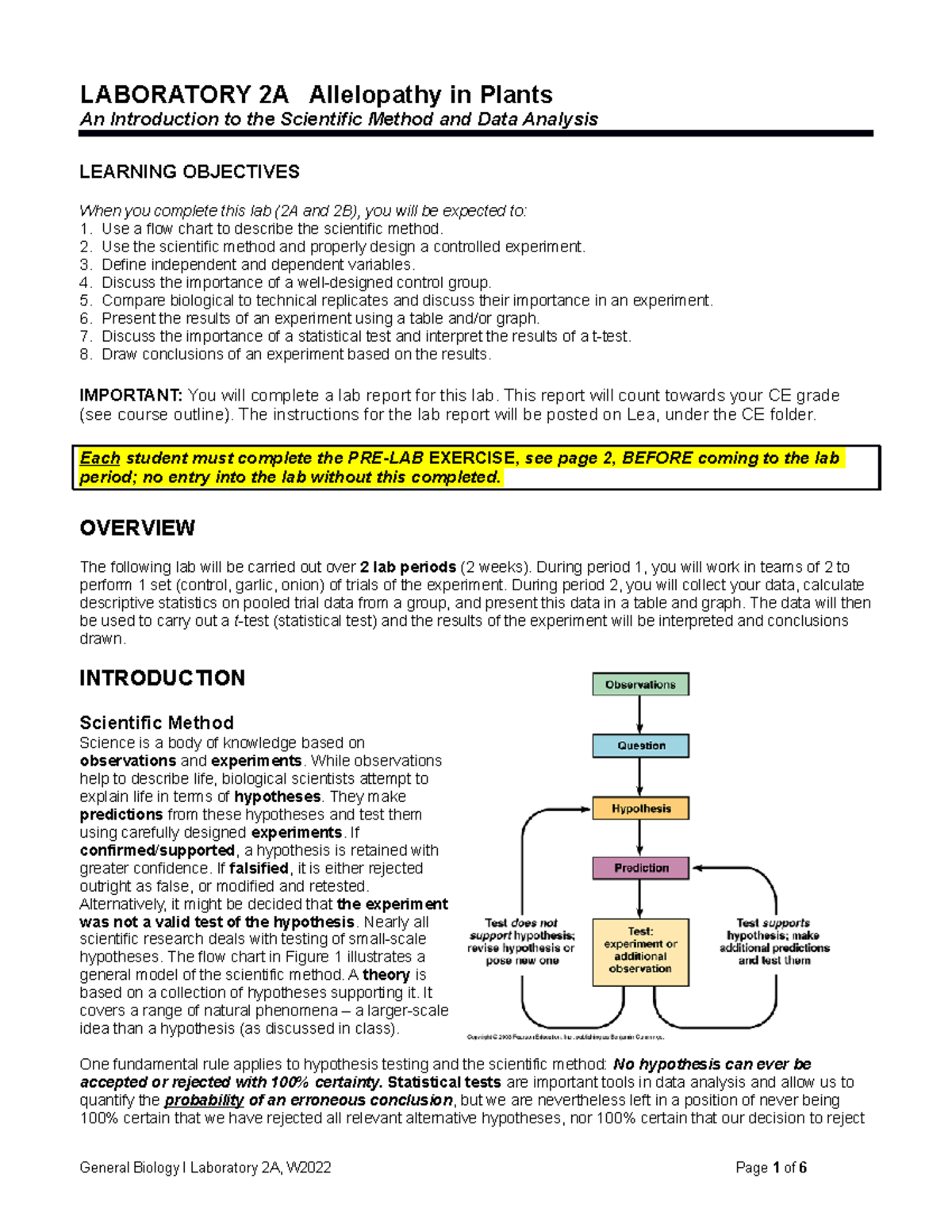 Laboratory 2A Scientific Method Allelopathy W22sk - LABORATORY 2A ...