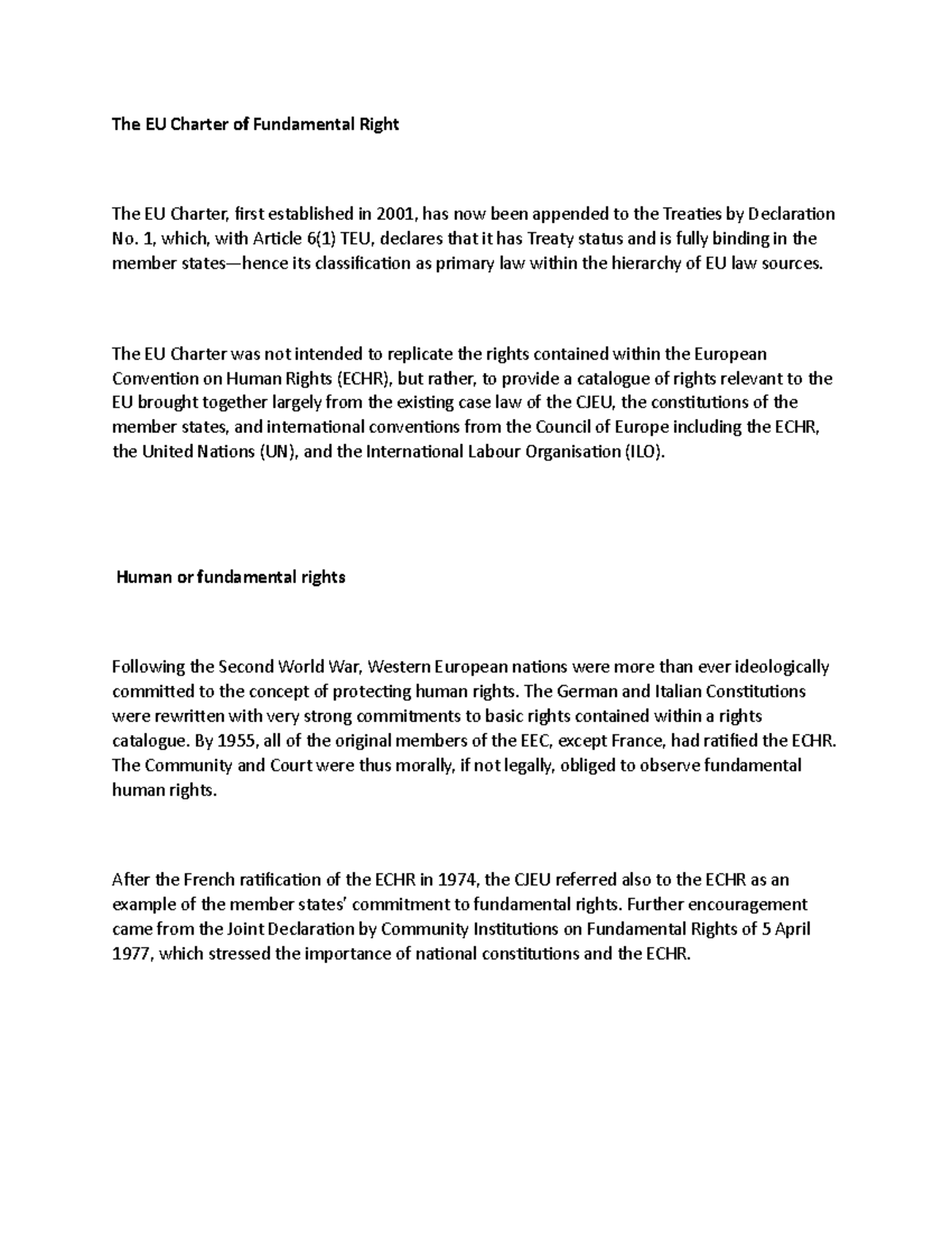 The status of the ECHR and its relationship with EU law - The EU ...