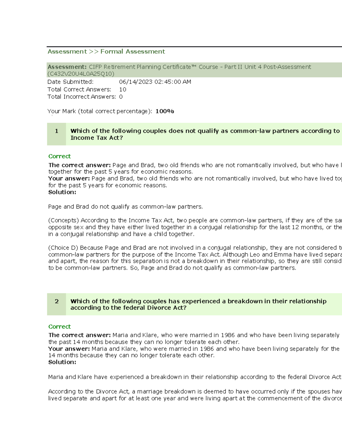 CIFP - retirement II CH 4 - Assessment >> Formal Assessment Assessment ...