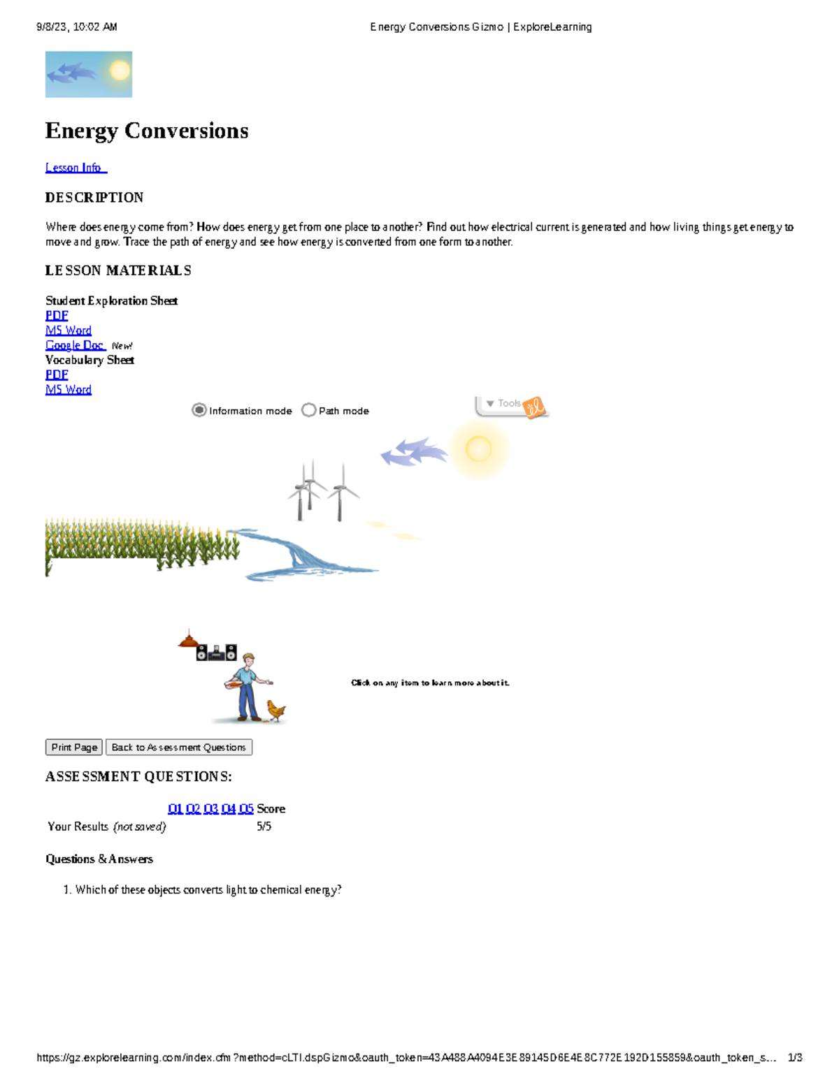 Energy Conversions Gizmo Explore Learning - - Studocu