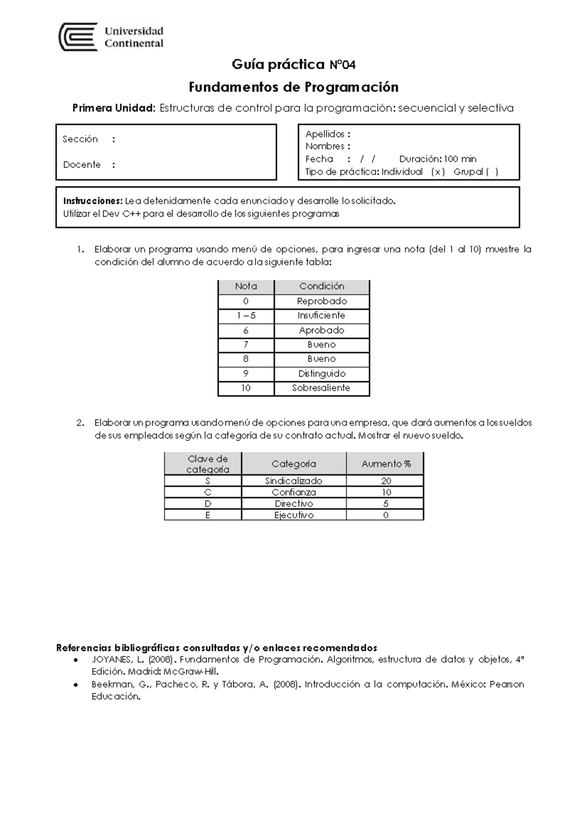 Semana 04 Guia de Practica 04 - Guía práctica N°0 4 Fundamentos de ...