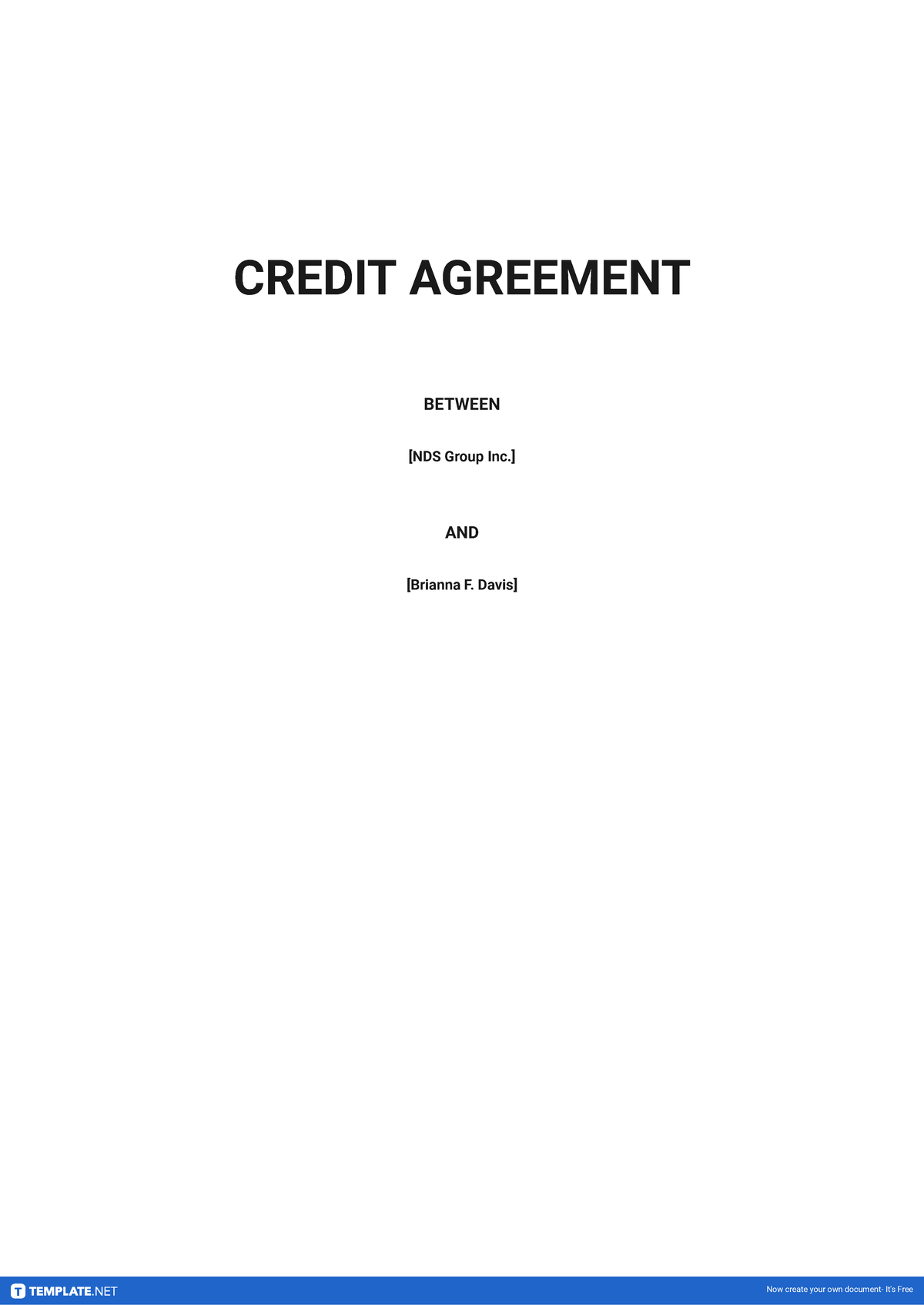 Copy-of-Credit-Agreement-Template - BETWEEN [NDS Group Inc.] AND ...