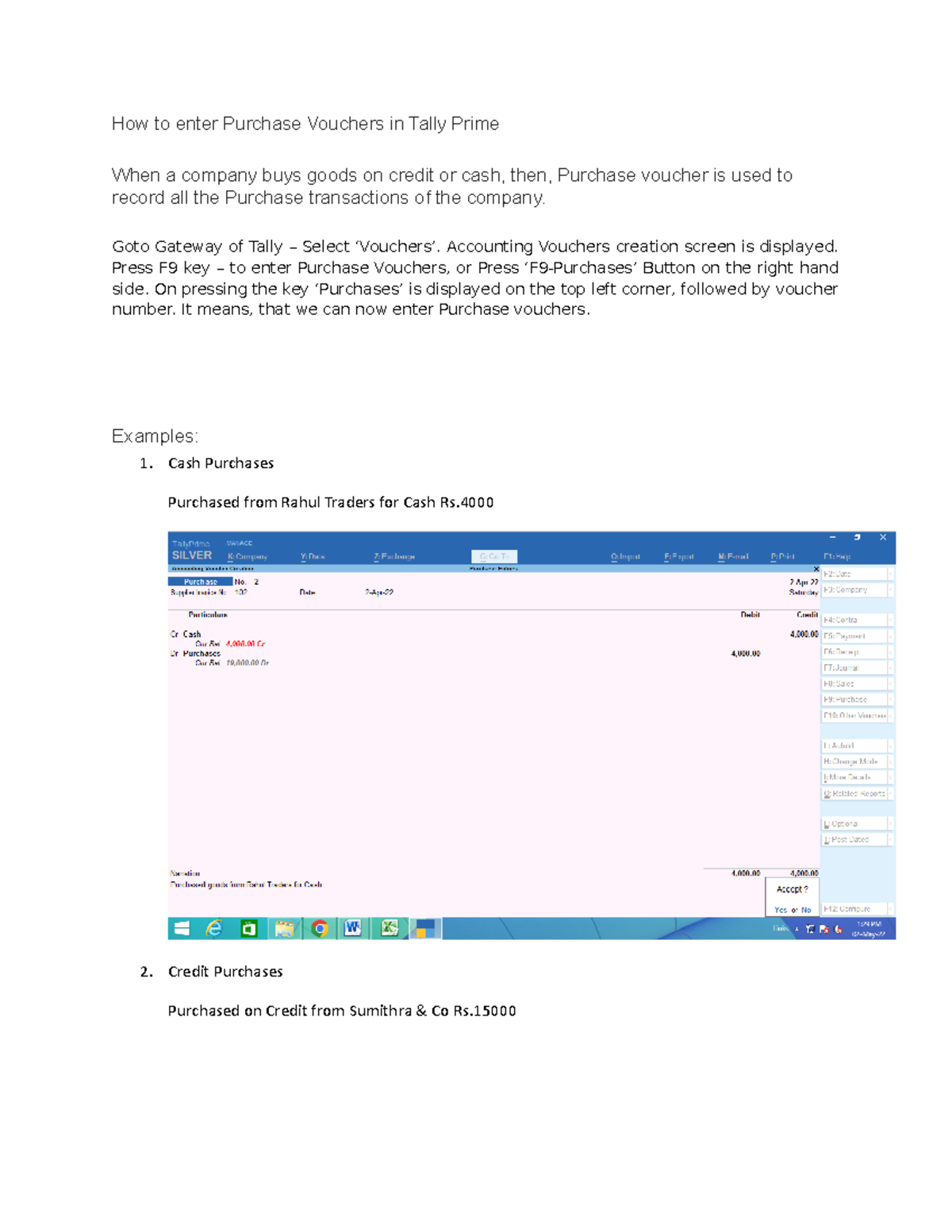 How to enter Purchase Vouchers in Tally Prime - Goto Gateway of Tally ...