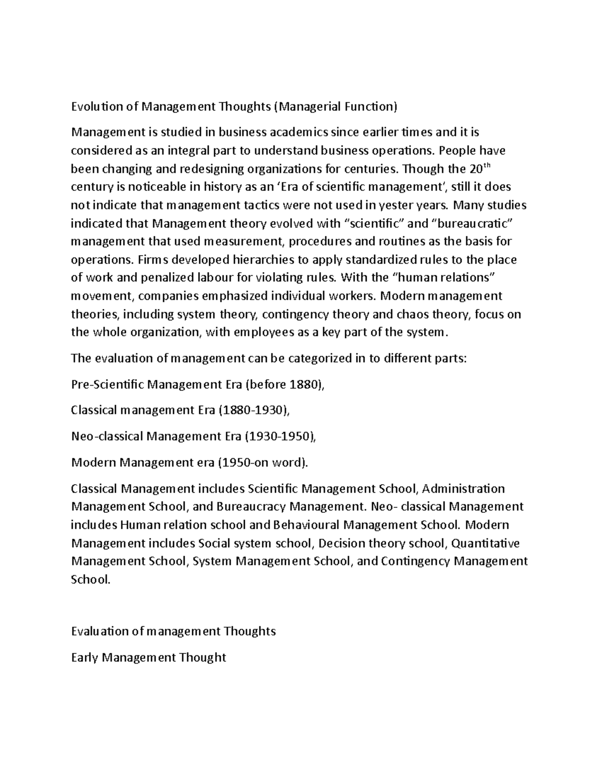 Evolution of Management Thoughts - People have been changing and ...