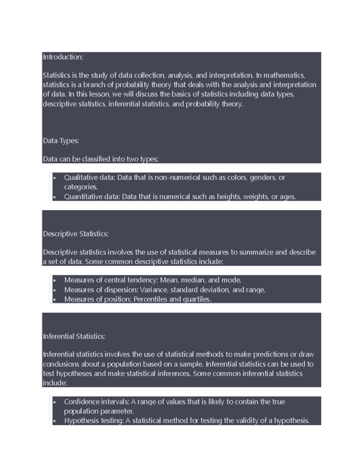 Statistics Notes, Review - Introduction: Statistics is the study of ...