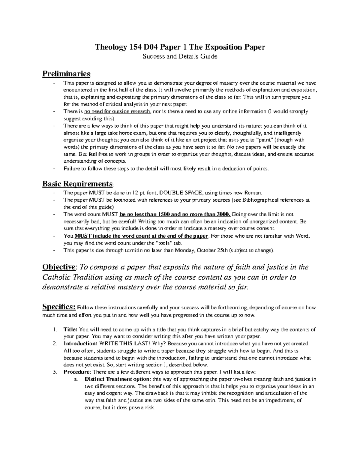 Paper 1 The Exposition Paper as of FA 21 - THE 154 - St. Joe's - Studocu