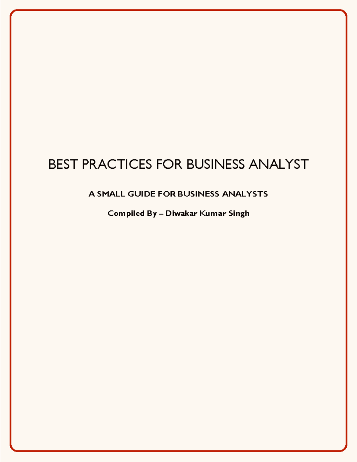 BA in System Development - BEST PRACTICES FOR BUSINESS ANALYST A SMALL ...
