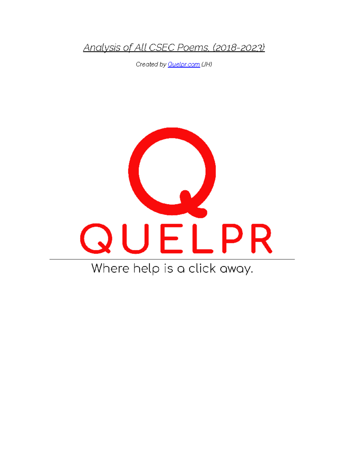 All CSEC Poems Analysis and Summary- Quelpr - Analysis of All CSEC ...