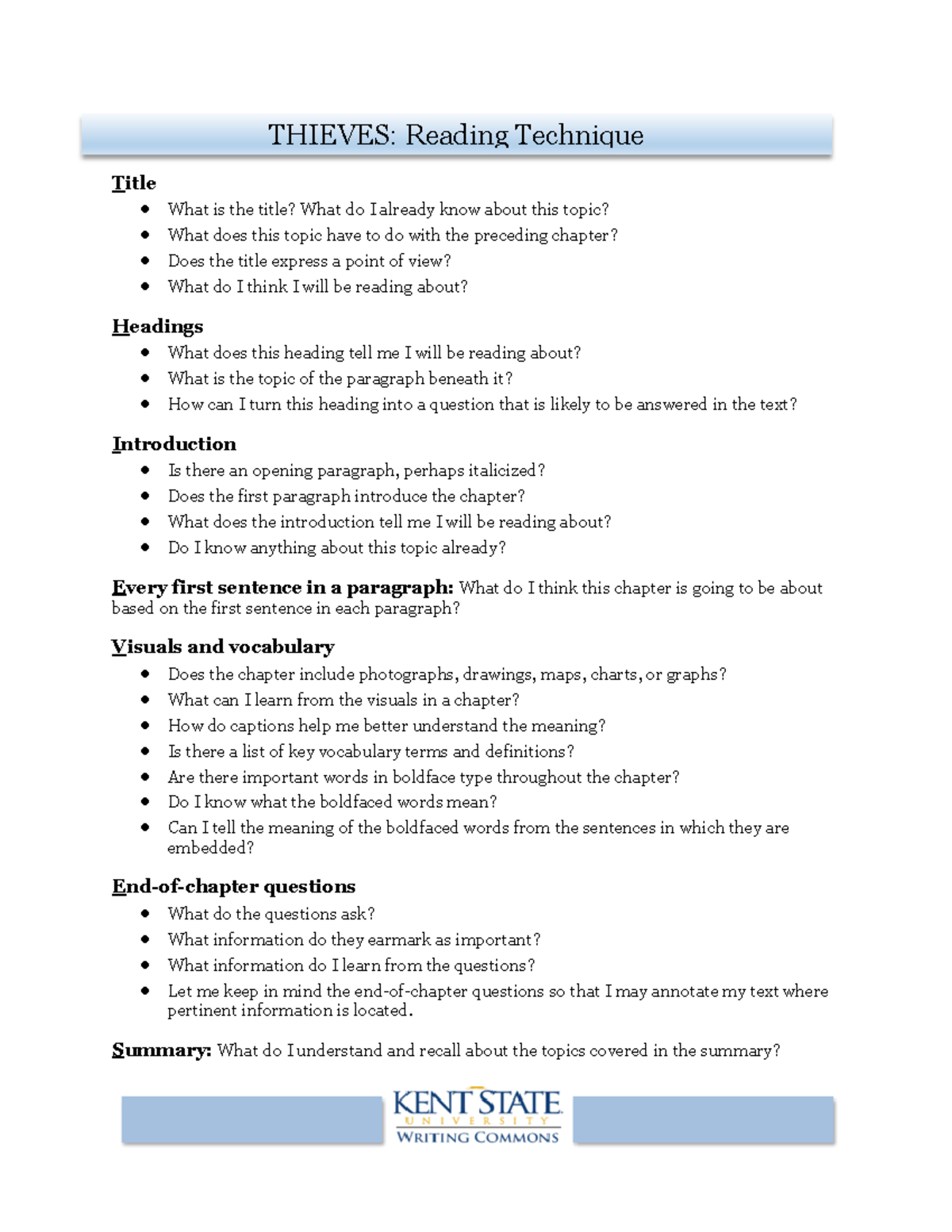 Thieves - Reading Technique - THIEVES: Reading Technique Title What is ...