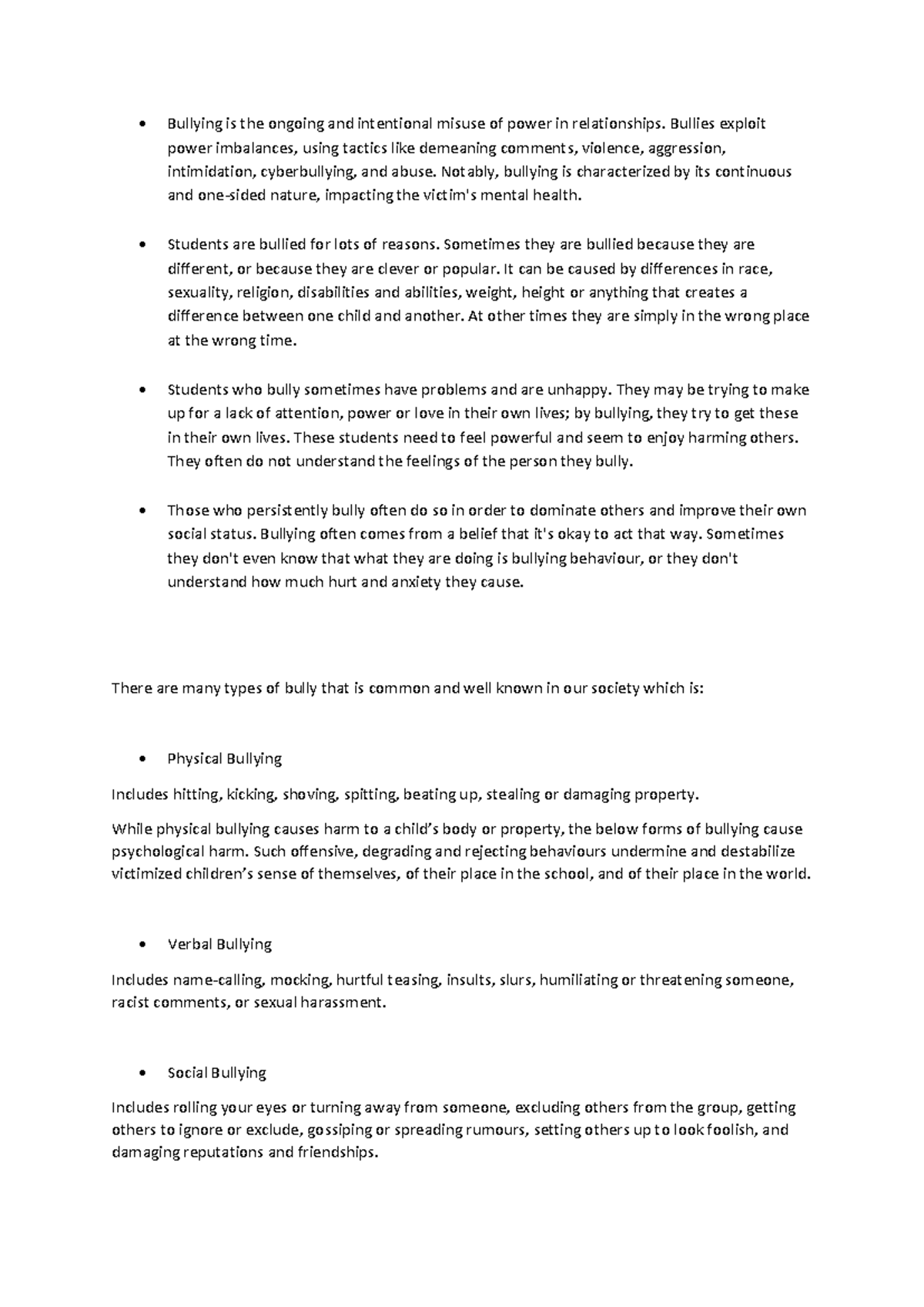 Bully English Dialogue - Bullying is the ongoing and intentional misuse ...