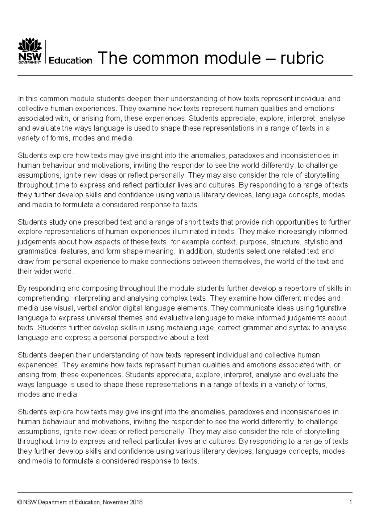 English standard s6 waste land resource 3 the common module rubric ...