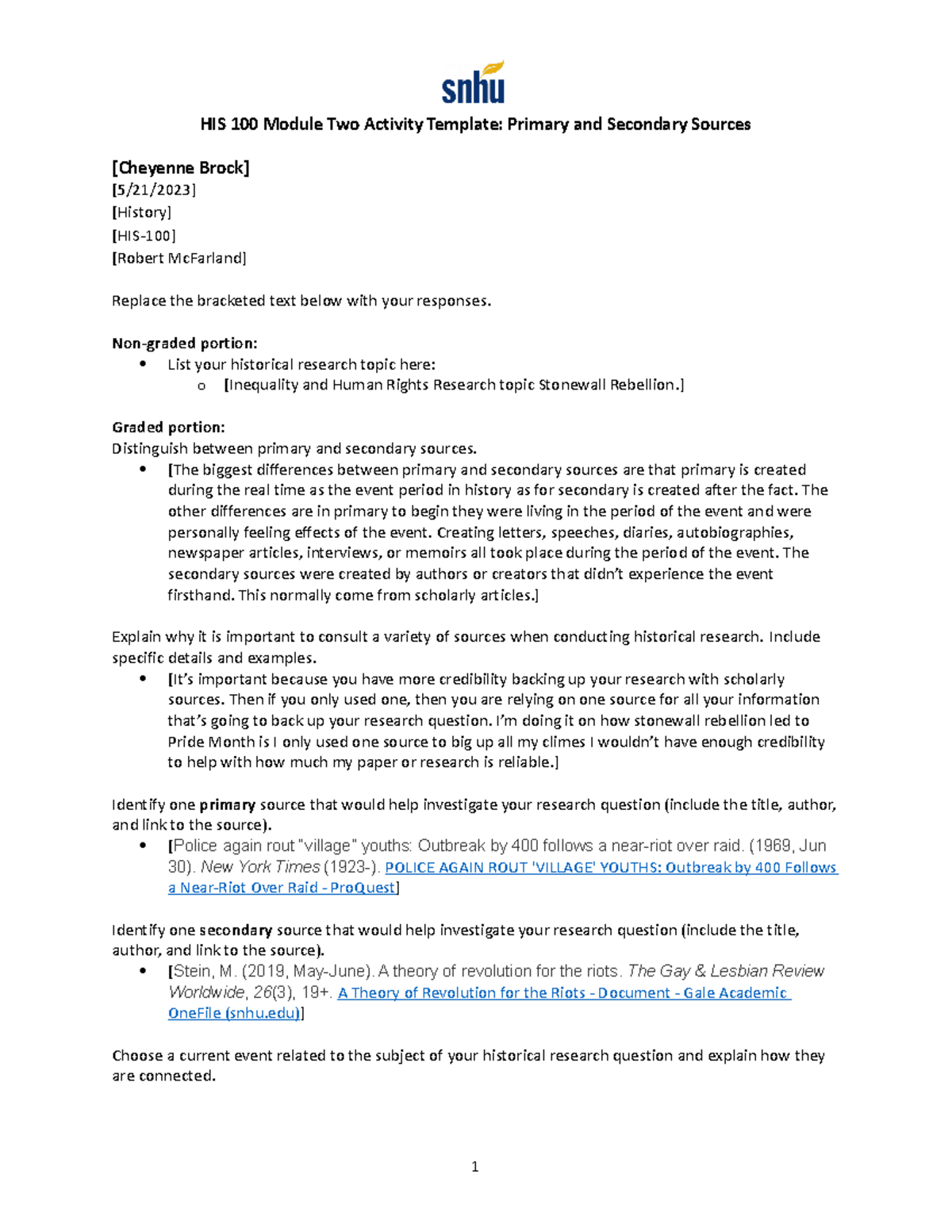 HIS 100 Module Two Activity Sources Template - HIS 100 Module Two ...