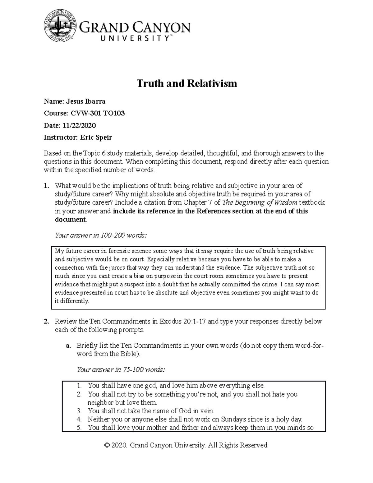 Jesus Ibarra Truth And Relativism-Online - Truth and Relativism Name ...