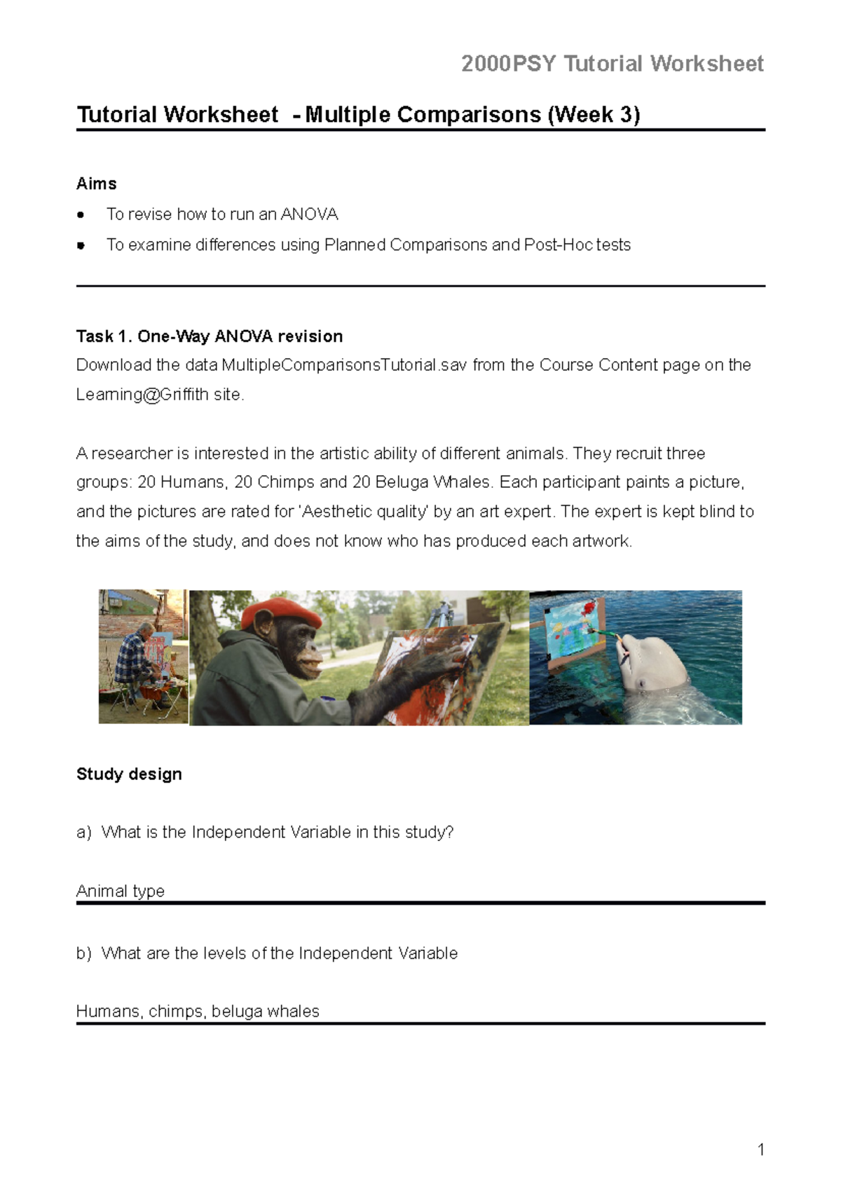 Week 03 - Multiple Comparisons 2021 - Tutorial Worksheet - Multiple ...