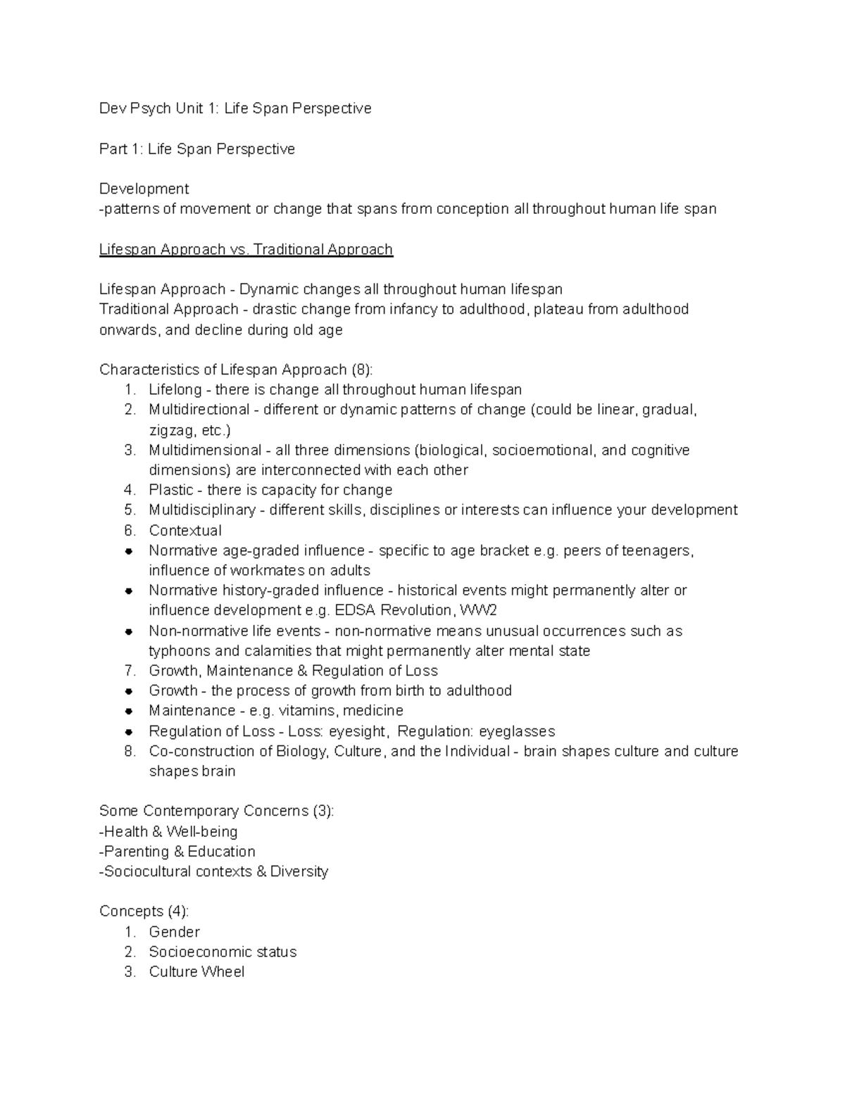Life Span Perspective Unit 1 - Dev Psych Unit 1: Life Span Perspective ...