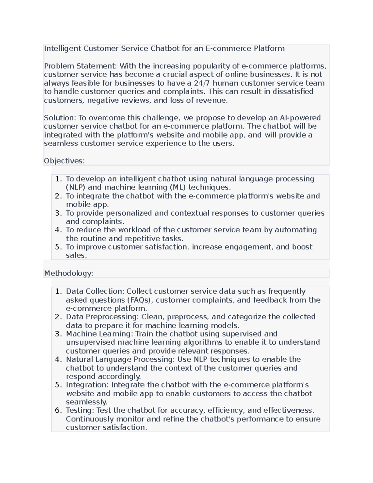 Intelligent Customer Service Chatbot for an E-commerce Platform - It is ...