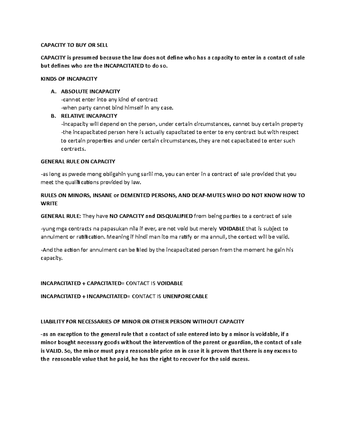 Capacity TO BUY OR SELL - Lecture notes 3-7 - CAPACITY TO BUY OR SELL ...