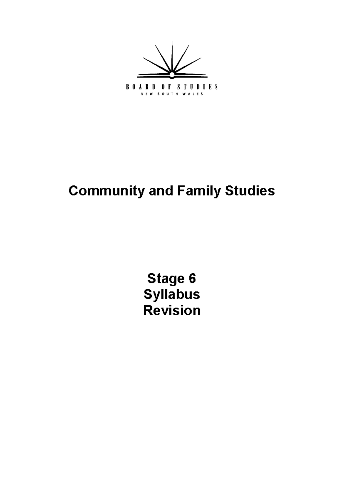 Syllabus activity - ... - Community and Family Studies Stage 6 Syllabus ...