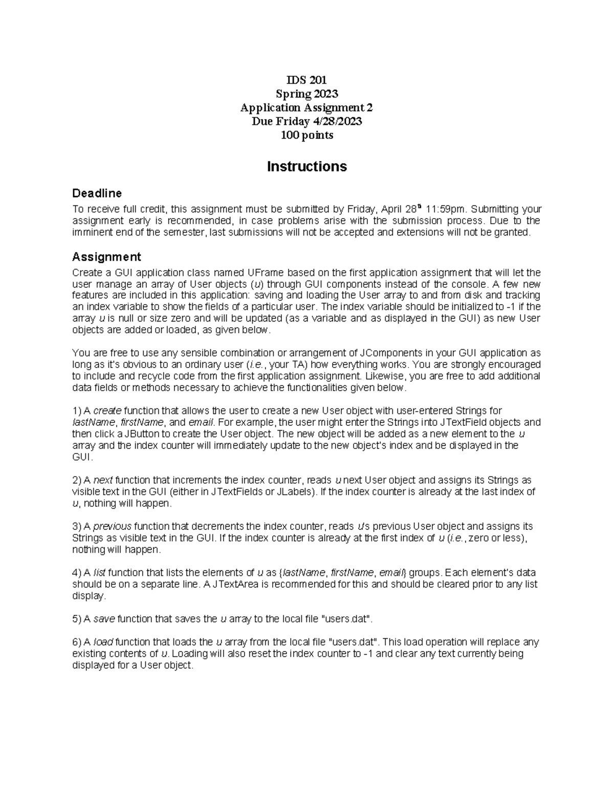 Application 02-IDS 201-Spring 2023 - IDS 201 Spring 2023 Application Assignment 2 Due Friday 4 ...