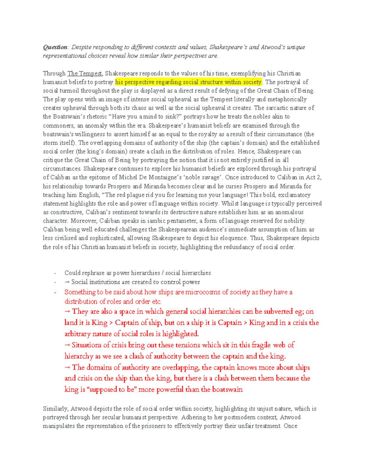 Module A Tempest Hagseed Example Essay - Question: Despite responding ...