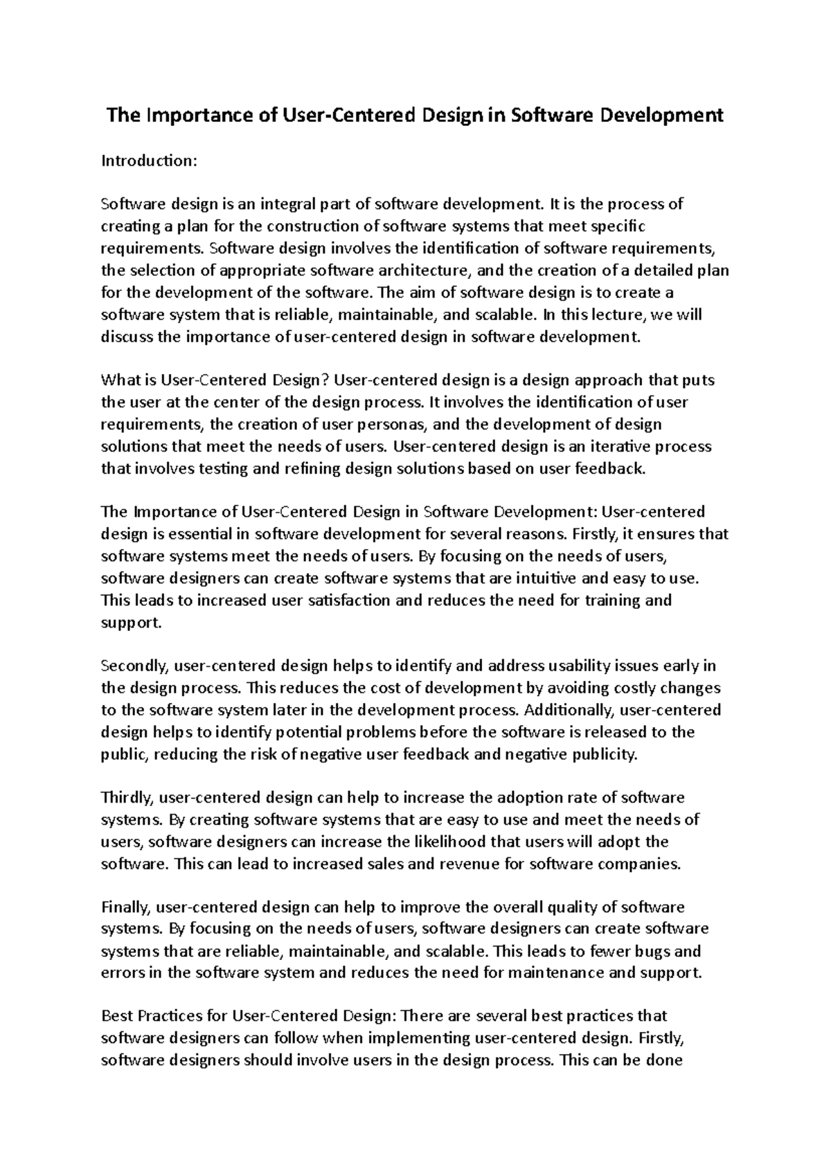 The Importance Of User Centered Design In Software Development The Importance Of User Centered