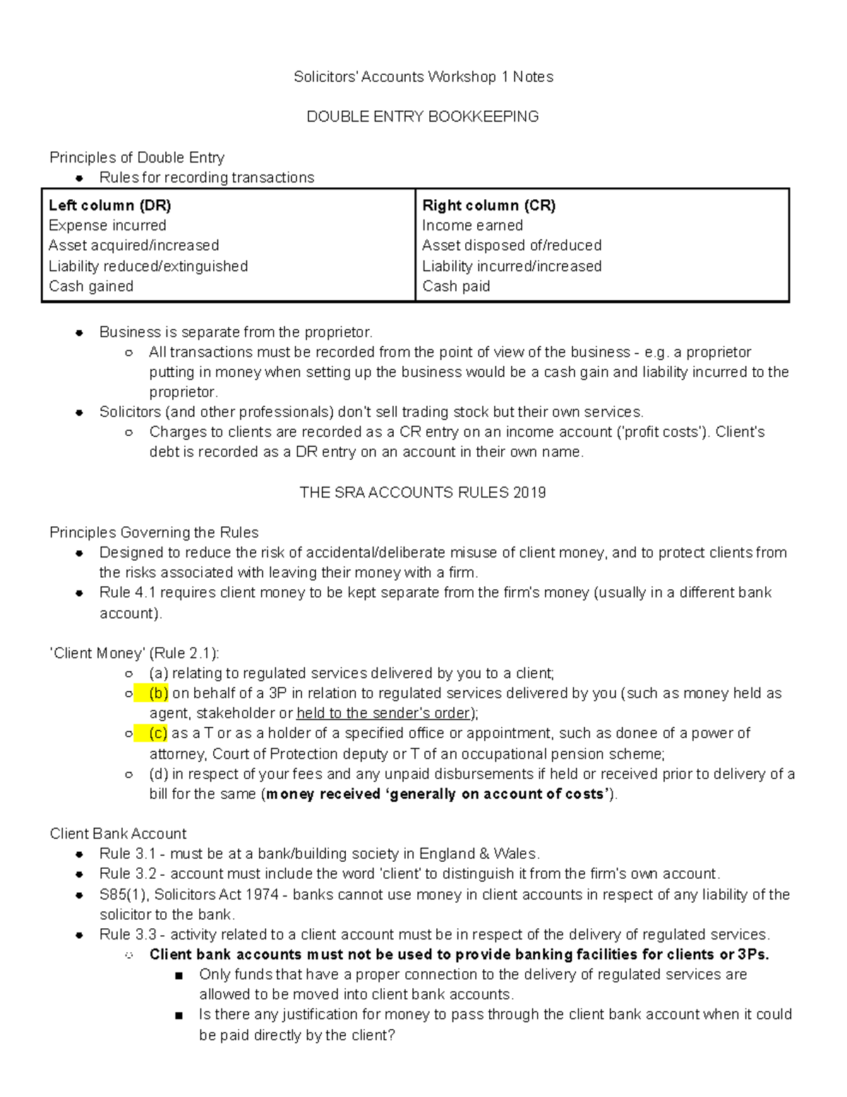 Solicitors’ Accounts Workshop 1 Reading - Solicitors’ Accounts Workshop ...