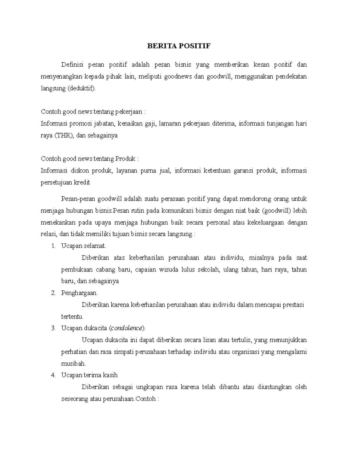 Berita Positif - BERITA POSITIF Definisi pesan positif adalah pesan ...