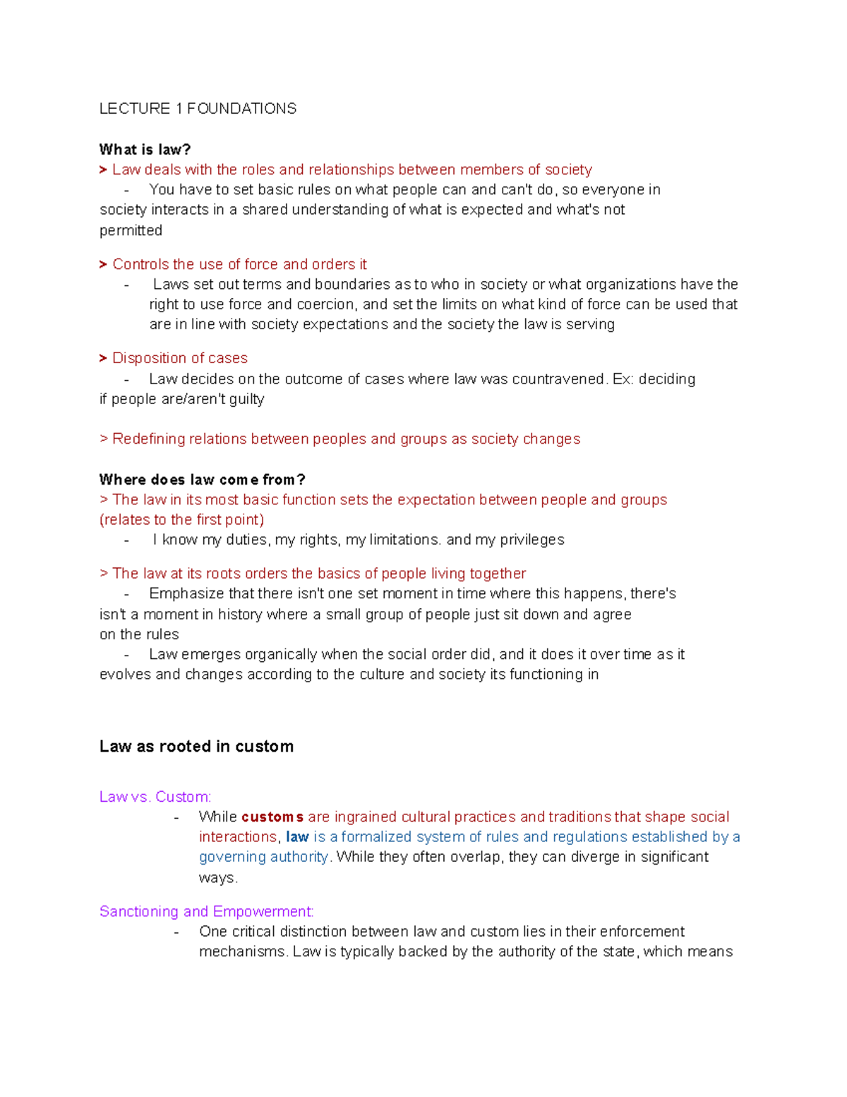 Lecture 1 Foundations - notes - LECTURE 1 FOUNDATIONS What is law ...