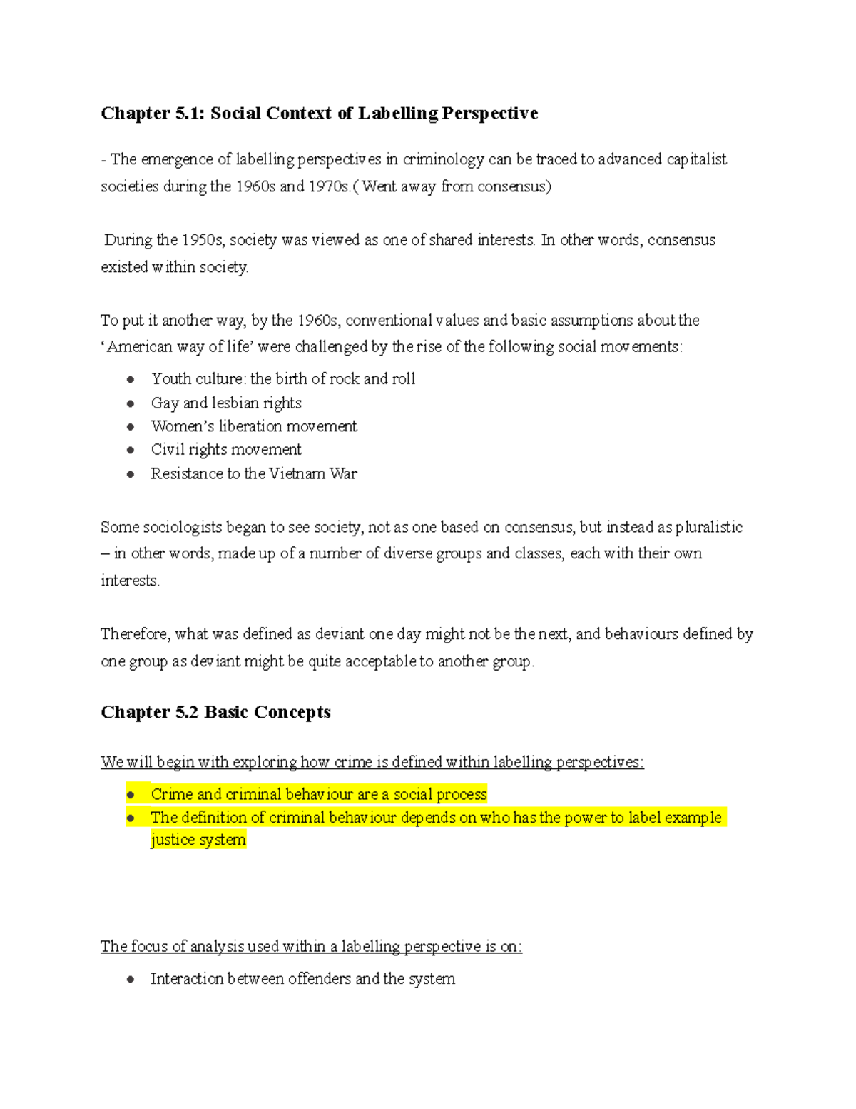 Chapters-5 Lecture - Chapter 5: Social Context of Labelling Perspective ...