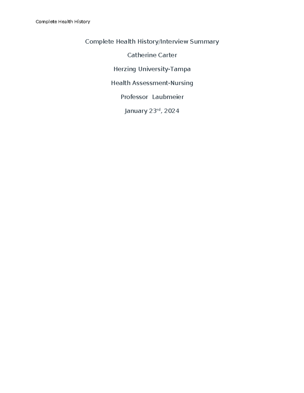 Health History Interview and Summary - Copy - Copy - Complete Health ...