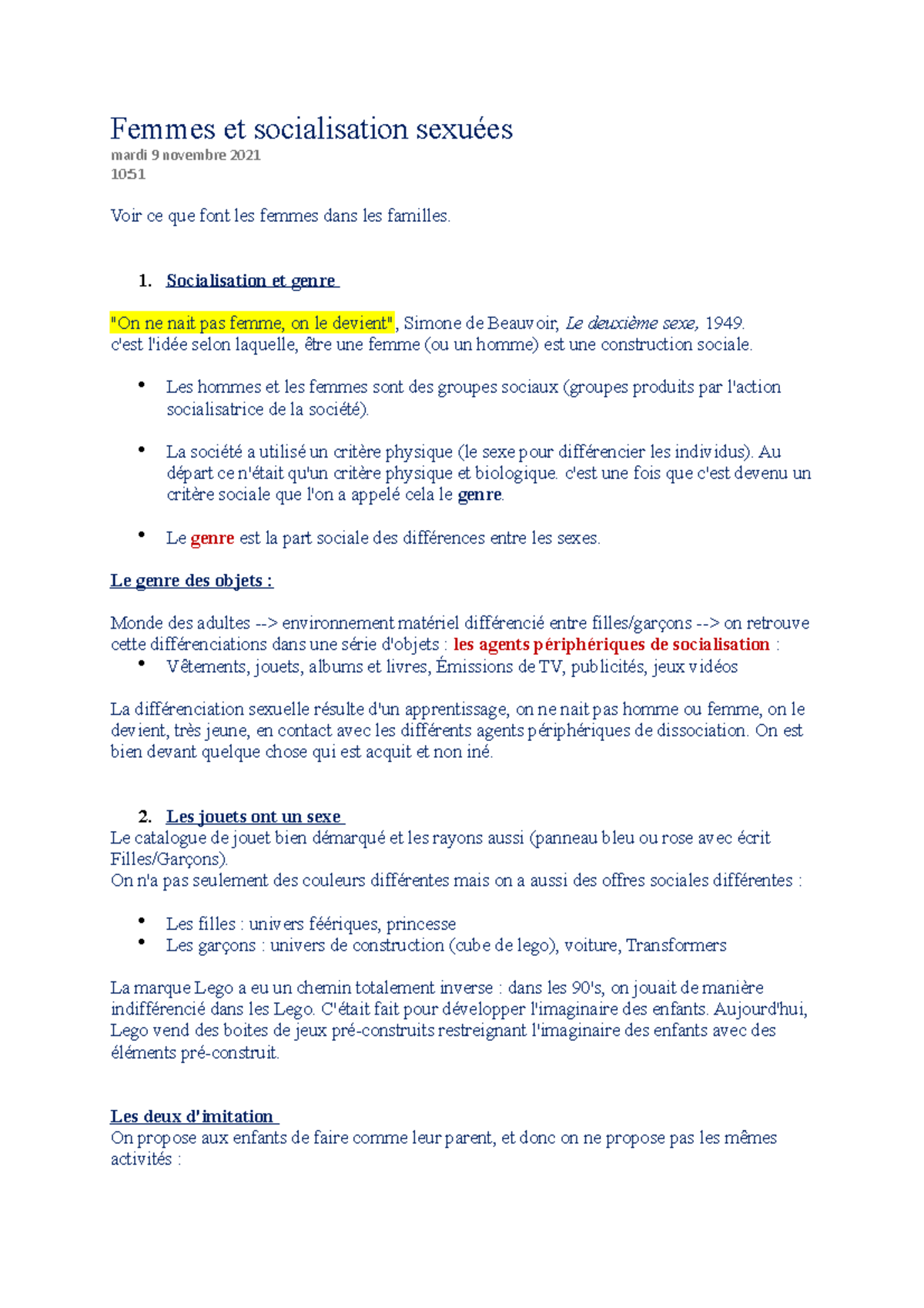 Femmes et socialisation sexuées - Femmes et socialisation sexuées mardi 9 novembre 2021 10: Voir ...