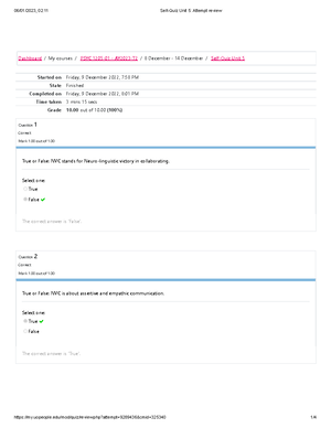PSYC Review Quiz Attempt review - Started on Thursday, 5 January 2023, 11:07 AM State Finished ...