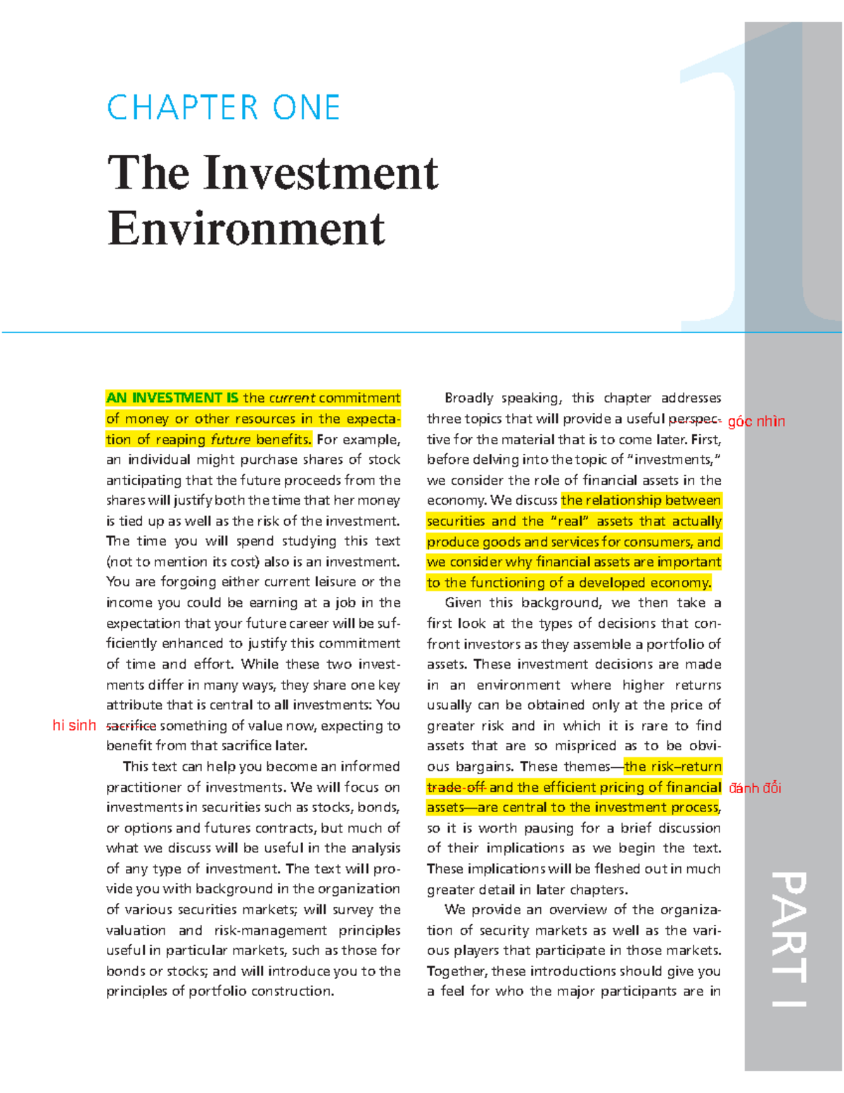 Chapter 1 THE Investment Environment - PART I AN INVESTMENT IS the ...