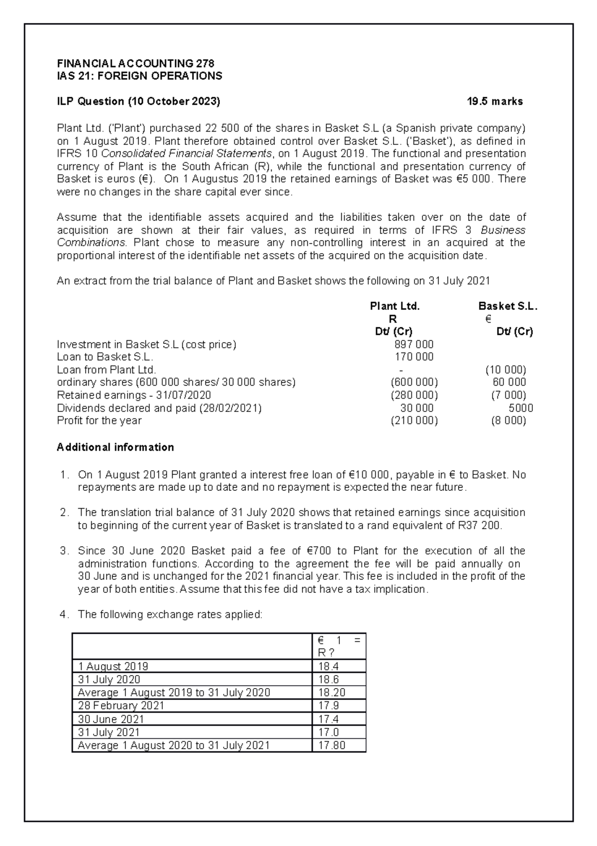 IAS 21 FO ILP - 10 Oct 2023 - FINANCIAL ACCOUNTING 278 IAS 21: FOREIGN ...
