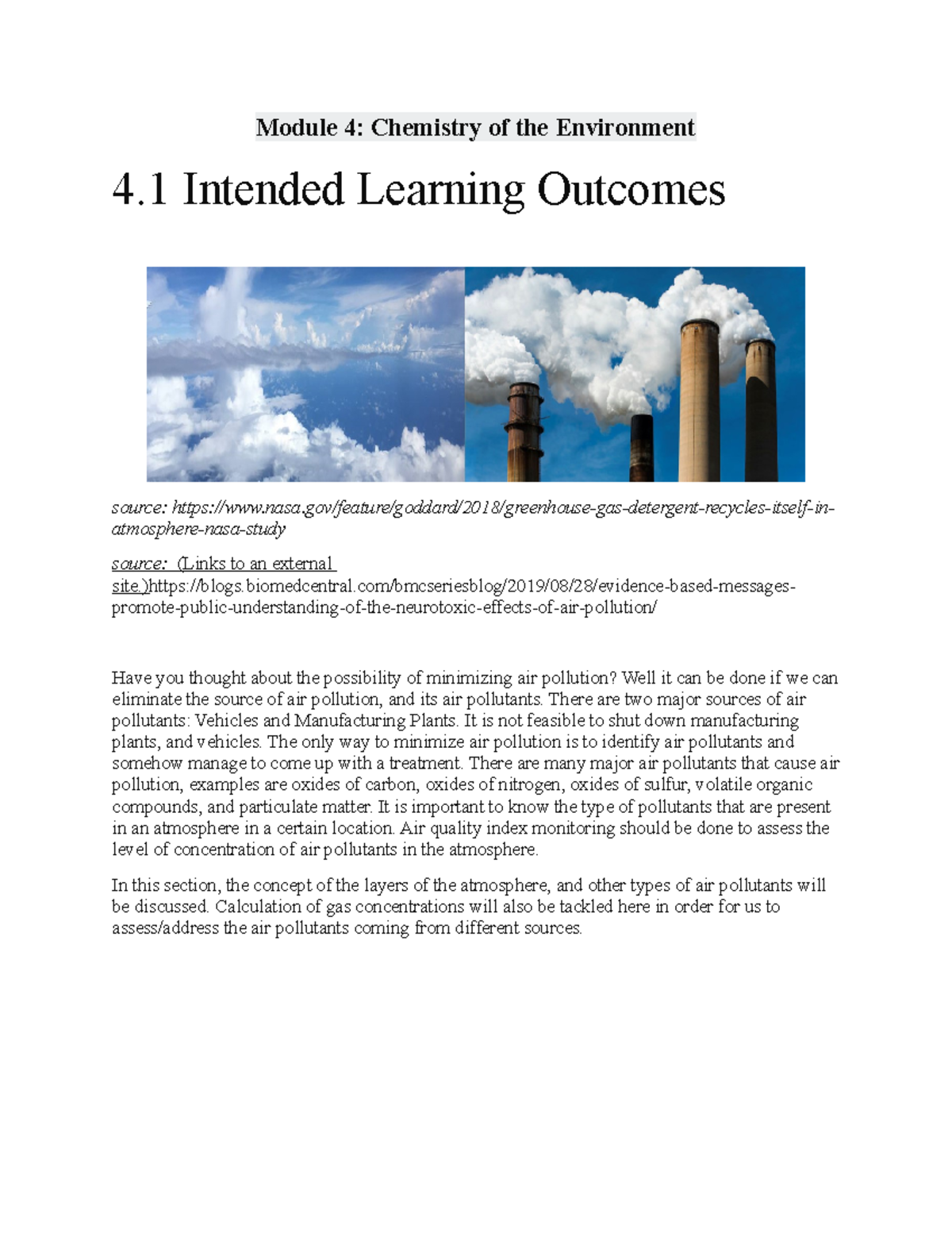 Module 4 Chemistry of the Environment - Module 4: Chemistry of the ...