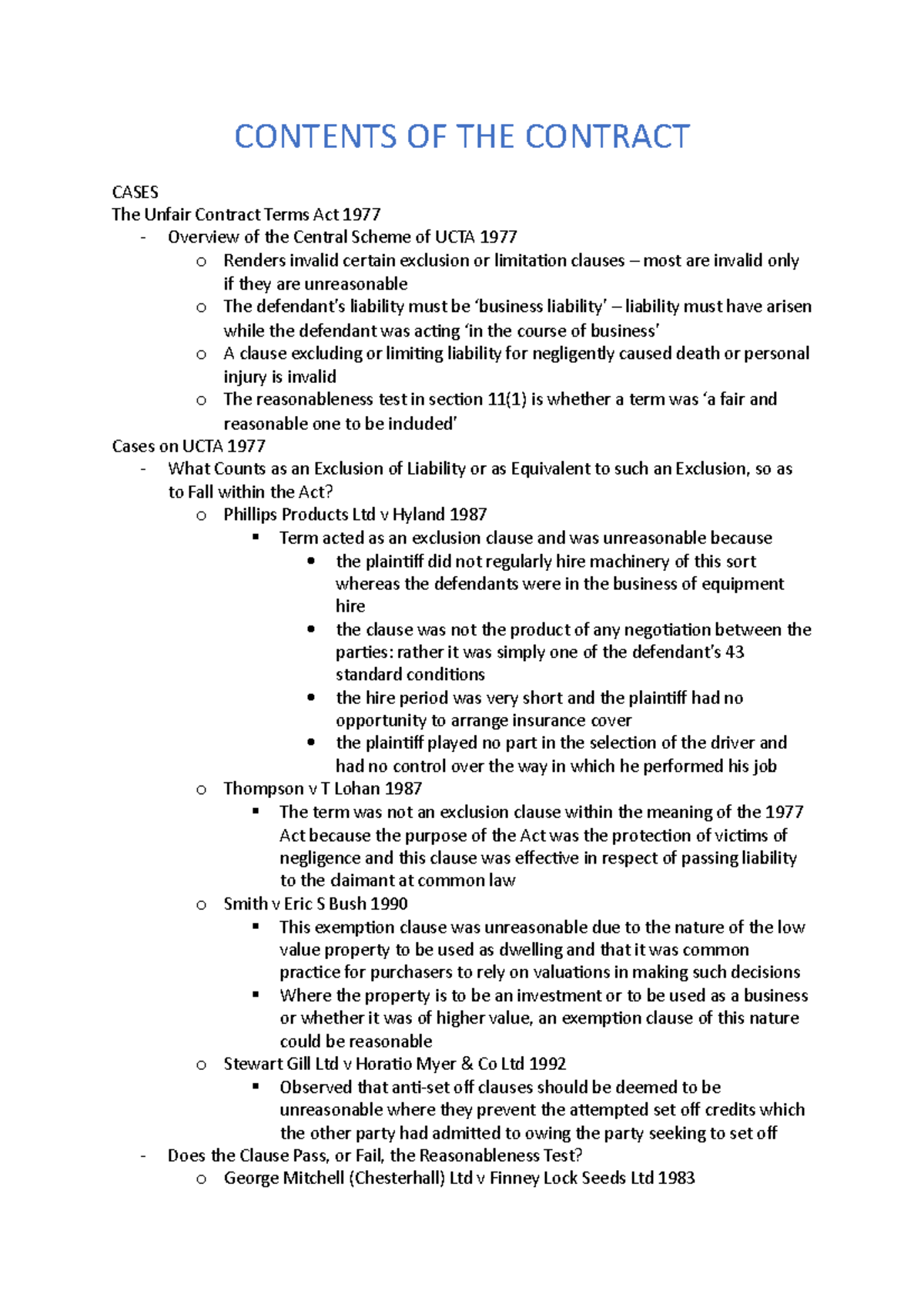 Contents OF THE Contract - 26314 - Birmingham - Studocu