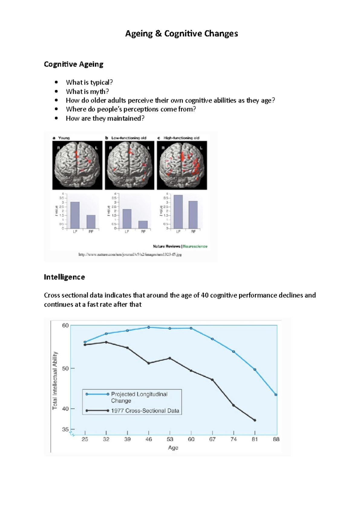 Week 8 - Cognitive Changes - Ageing & Cognitive Changes Cognitive ...