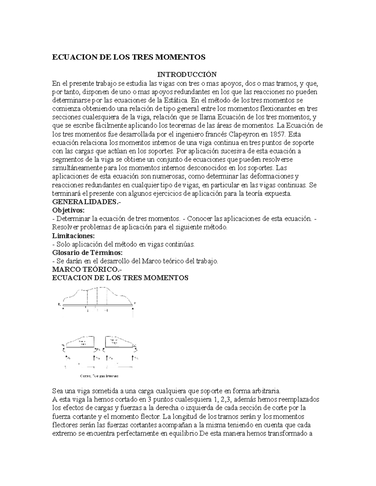 Ecuacion DE LOS TRES Momentos - ECUACION DE LOS TRES MOMENTOS En el ...