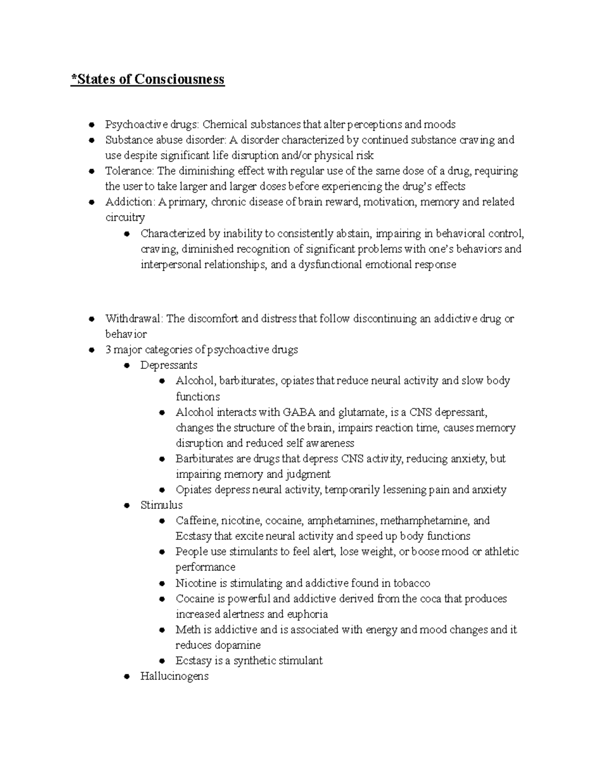 PSYCHOACTIVE DRUGS AND CONSCIOUSNESS* - *States of Consciousness ...